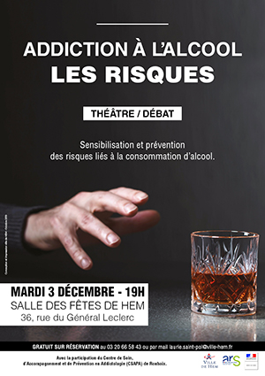 Addiction à l'alcool affiche petite - Ville de Hem